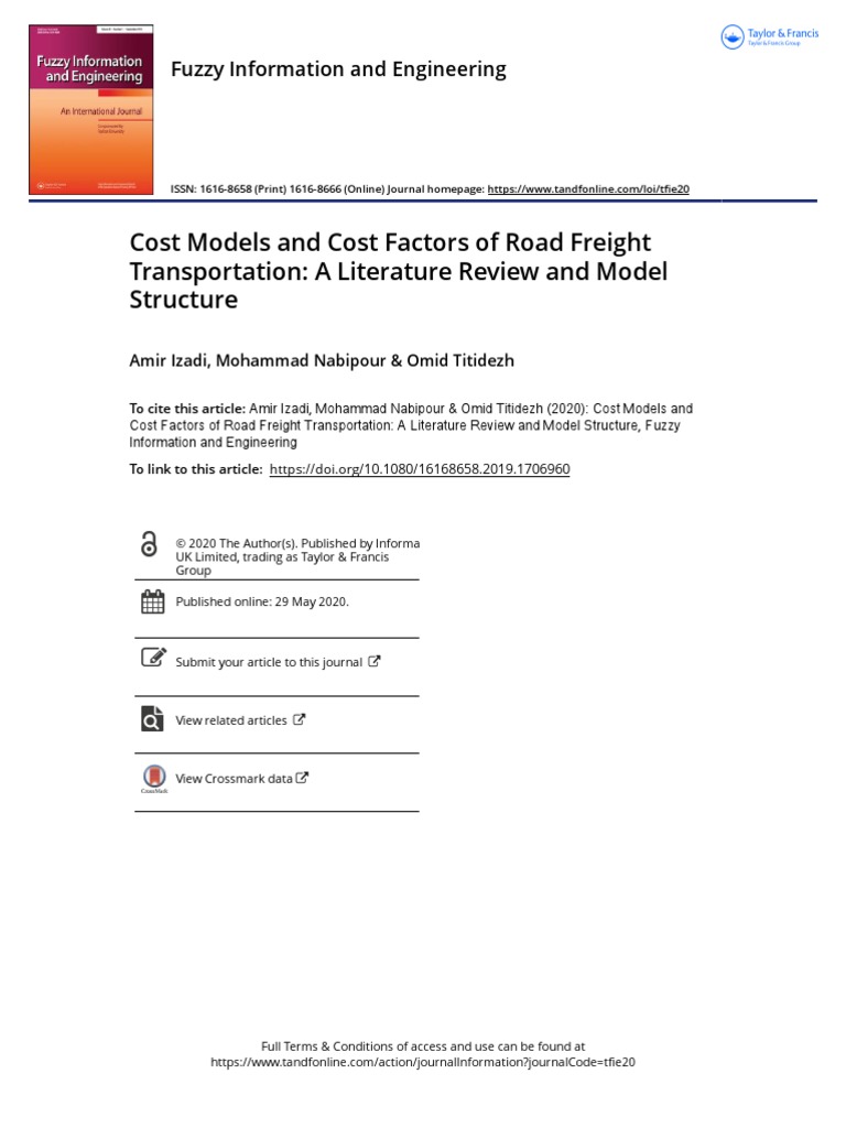Cost Models and Cost Factors of Road Freight Trans | PDF | Transport ...