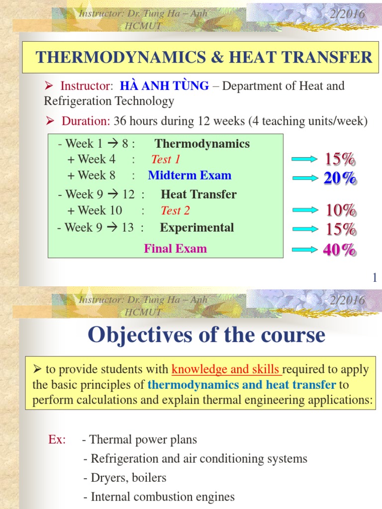 Thermodynamics and Heat Transfer Course | PDF | Temperature | Heat