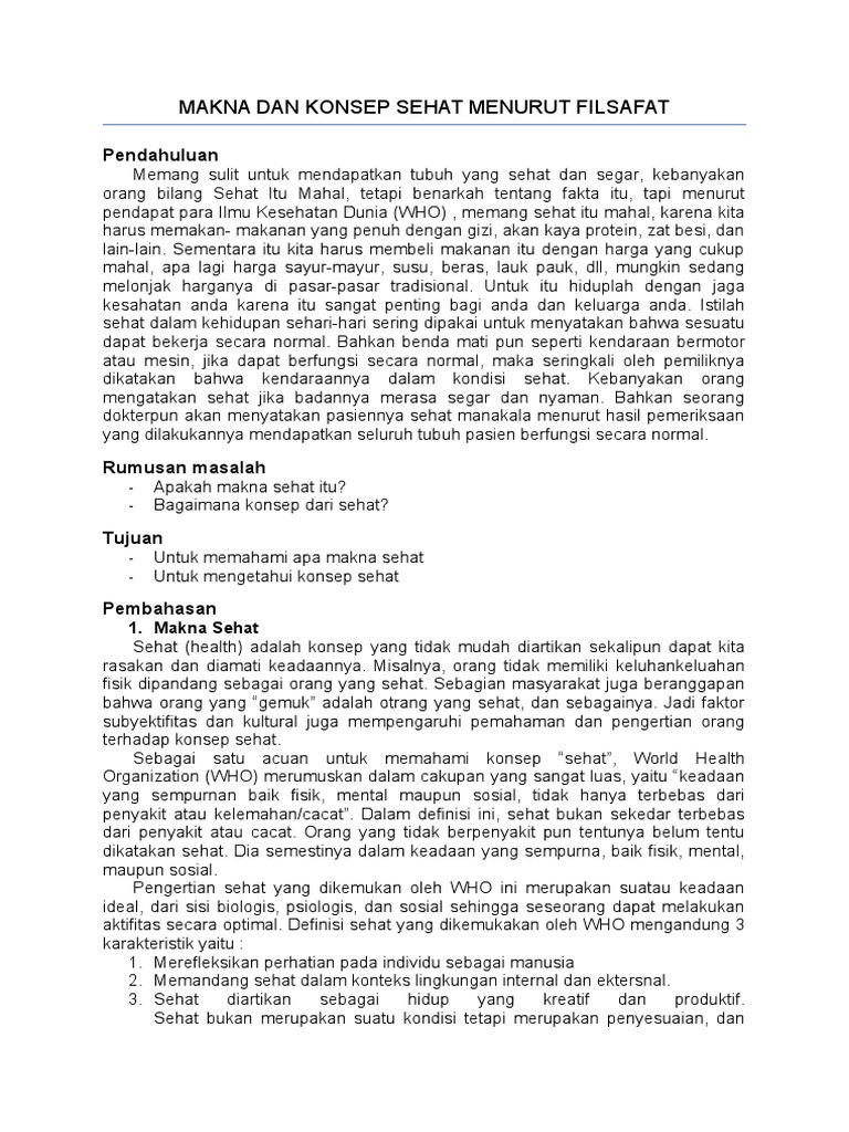 (Filsafat) Makna Dan Konsep Sehat Menurut Filsafat | PDF | Pengembangan ...