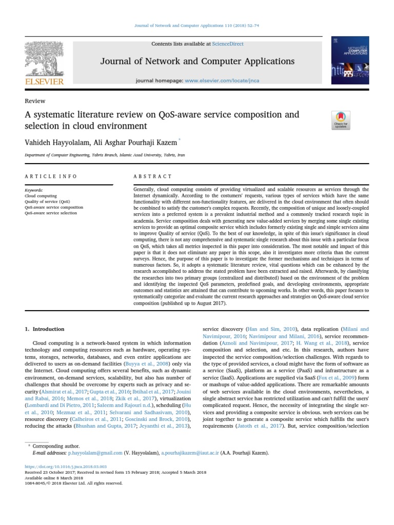 A Systematic Literature Review On Qos Aware Service Composition And Selection In Cloud