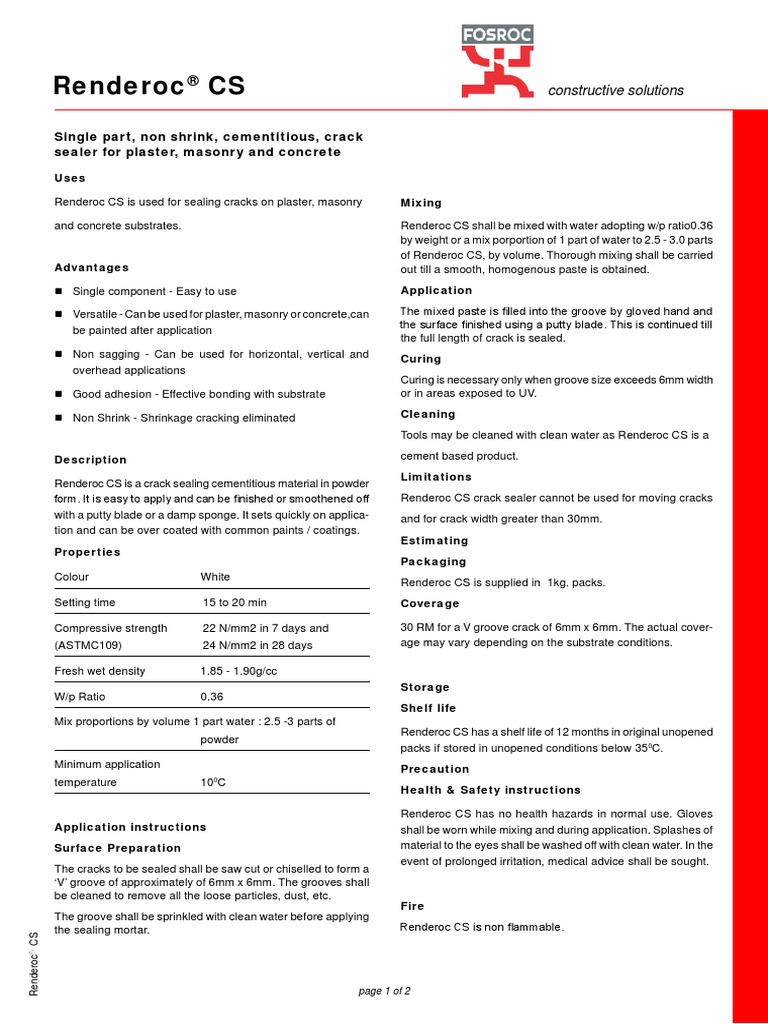 Renderoc CS | PDF | Concrete | Plaster