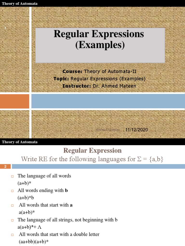 CS-701 Regular Expression Examples | PDF | Regular Expression | String ...