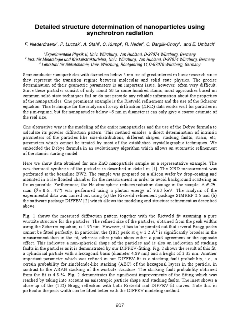 Detailed Structure Determination of Nanoparticles Using | PDF | X Ray Crystallography | Nanoparticle