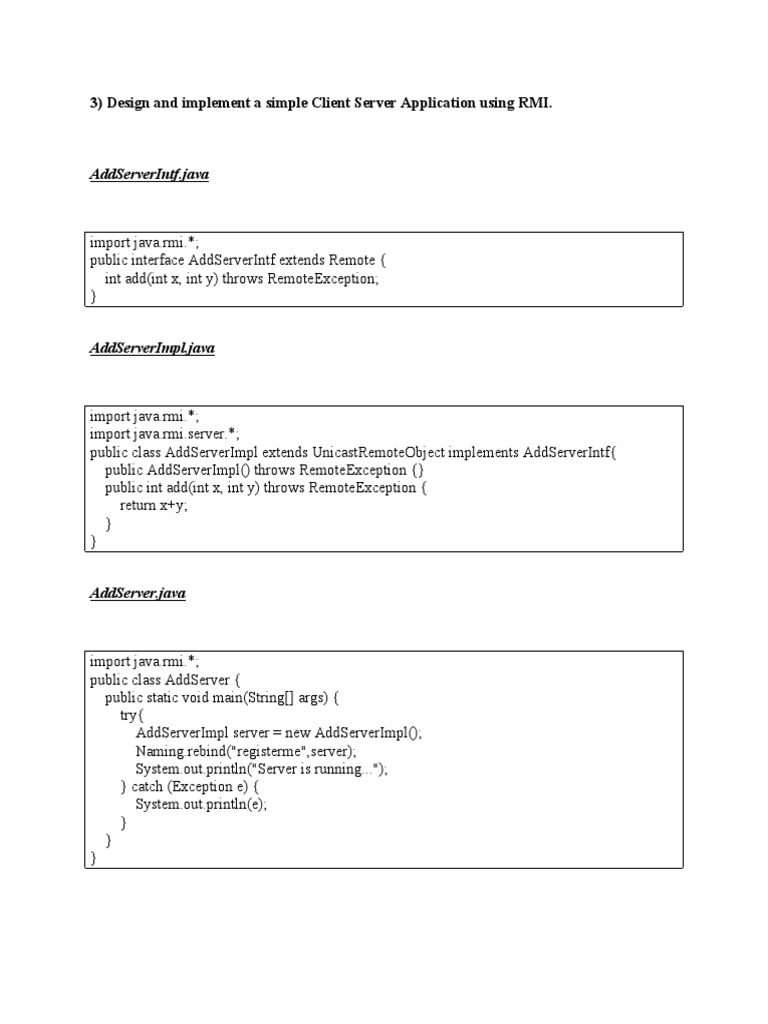 Addserverintf Java 3 Design And Implement A Simple Client Server 6365