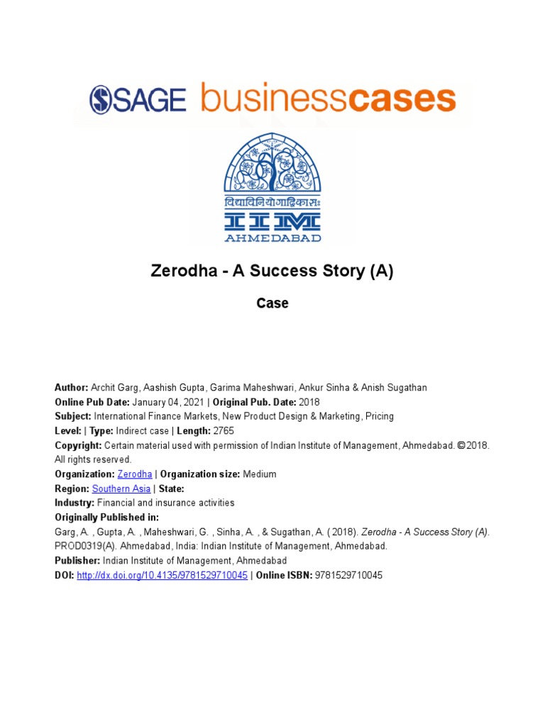 Case Zerodha | PDF | Stocks | Stock Market