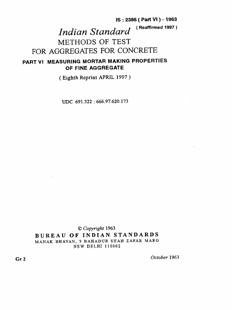Is 2386 - 1963 Part 6 - Methods of Test For Aggregates For Concrete ...