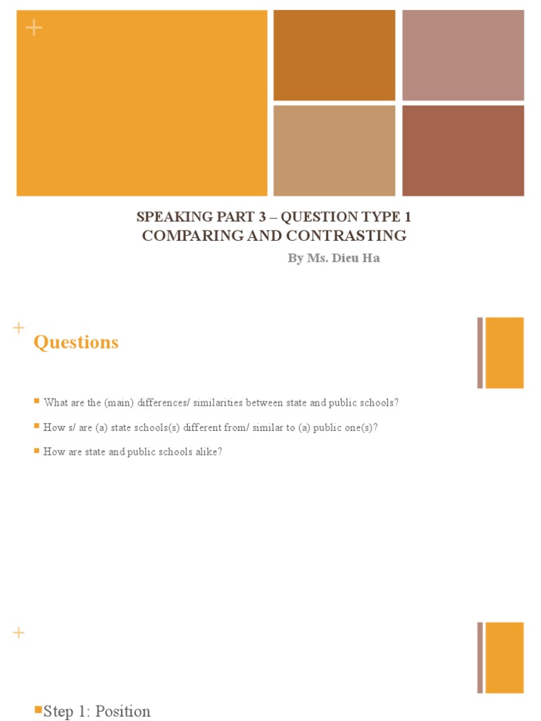 IELTS Speaking Part 3 - Type 1 - Comparing and Contrasting | PDF