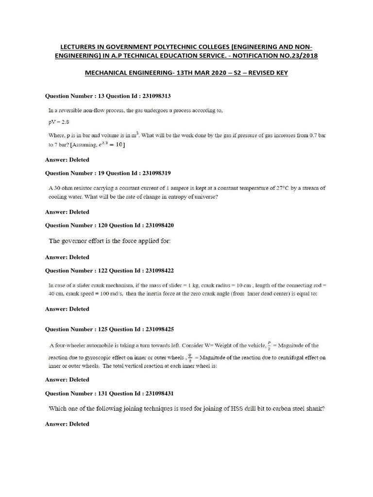 Mechanical Engineering 13th Mar 2020 S2 | PDF