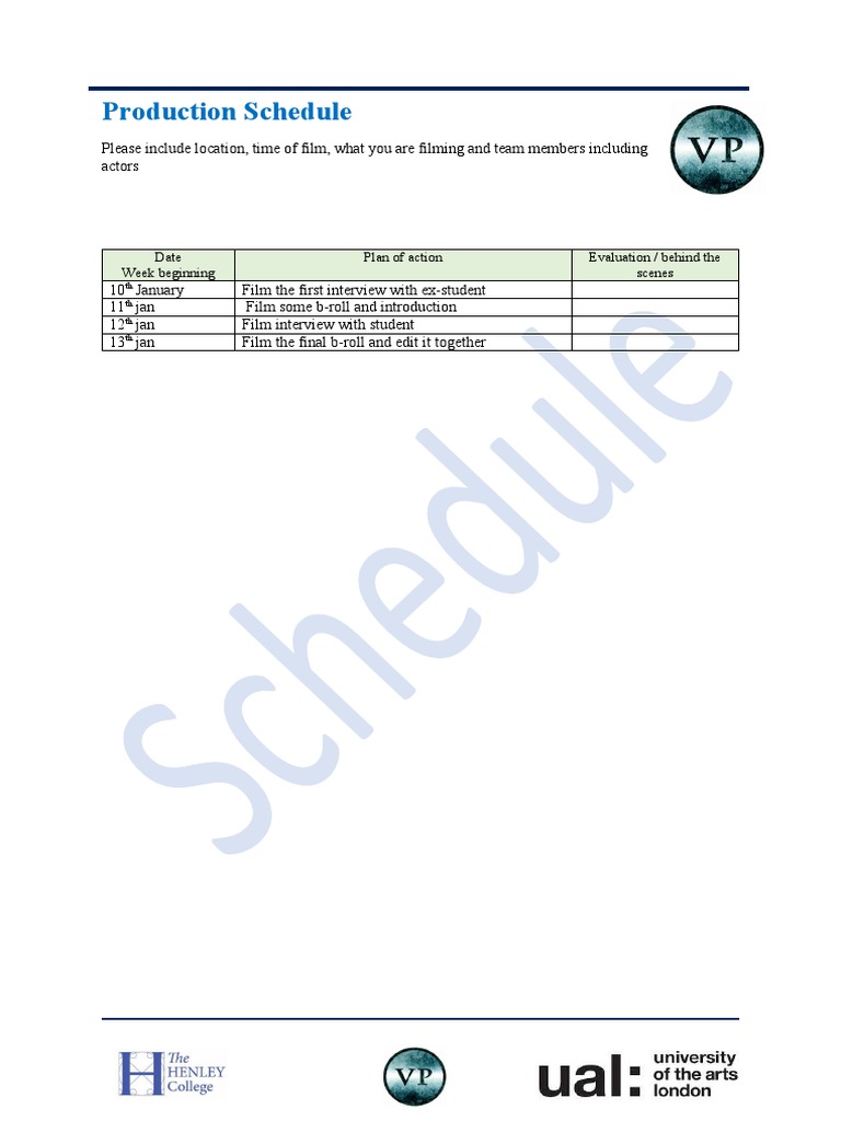 Production Schedule 2 | PDF