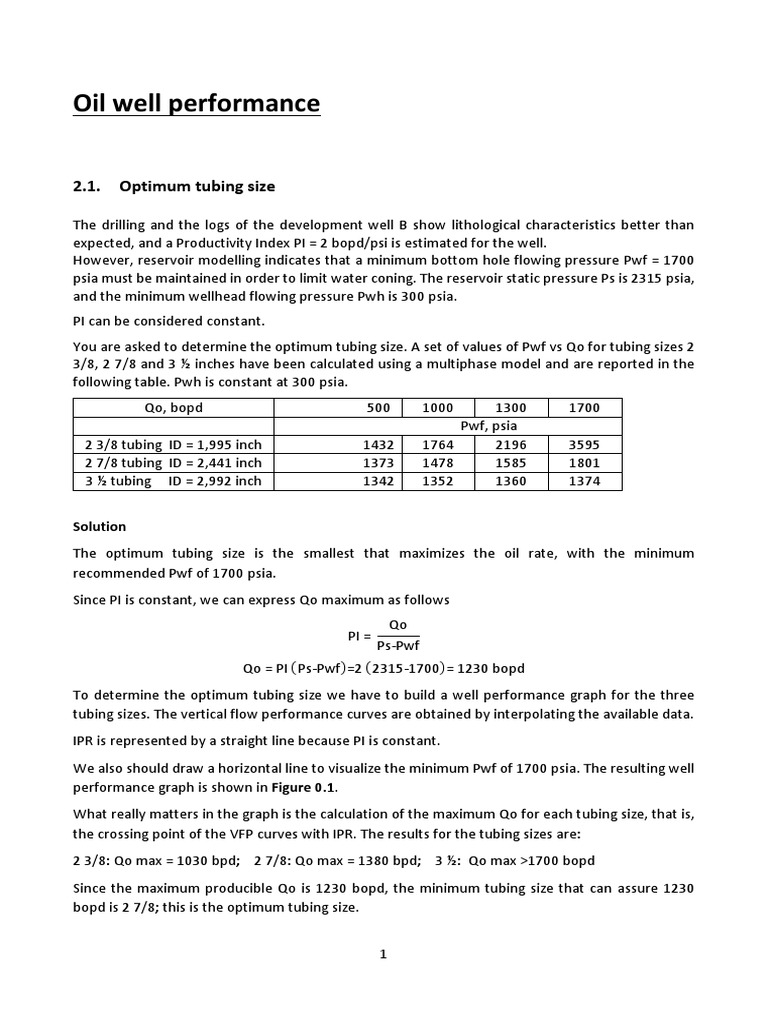 Oil Well Performance: 2.1. Optimum Tubing Size | PDF | Pressure | Fluid ...