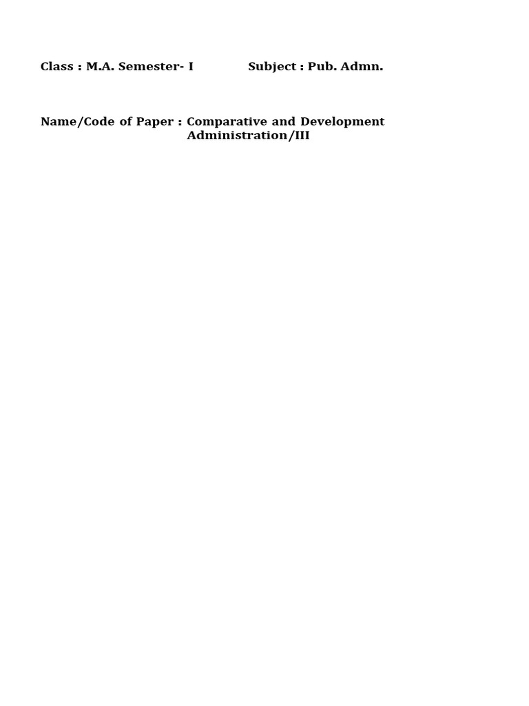 Introduction to Comparative Public Administration: Meaning, Nature ...