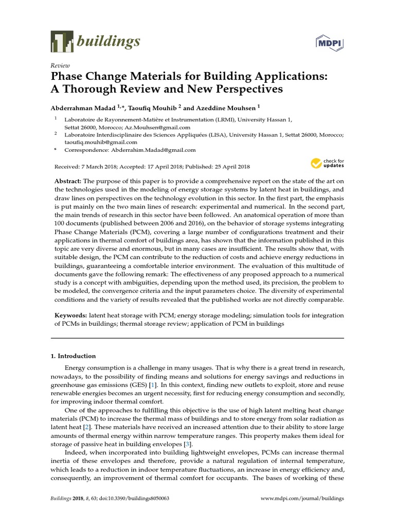 Buildings: Phase Change Materials For Building Applications: A Thorough ...