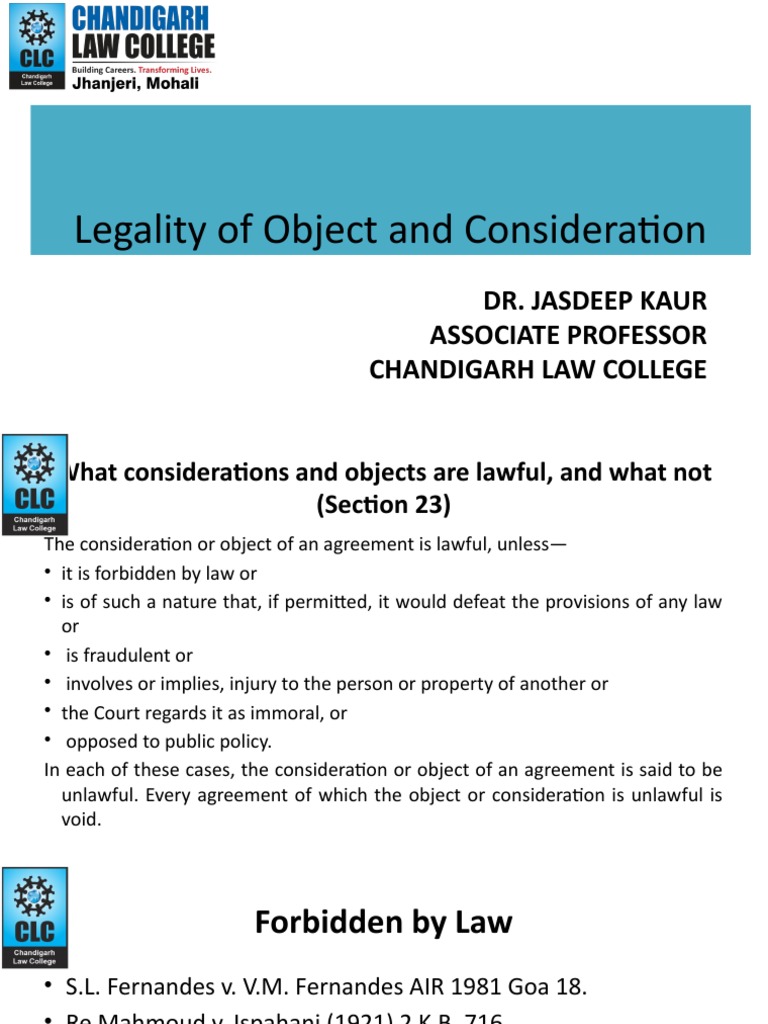 Legality of Object and Consideration | PDF