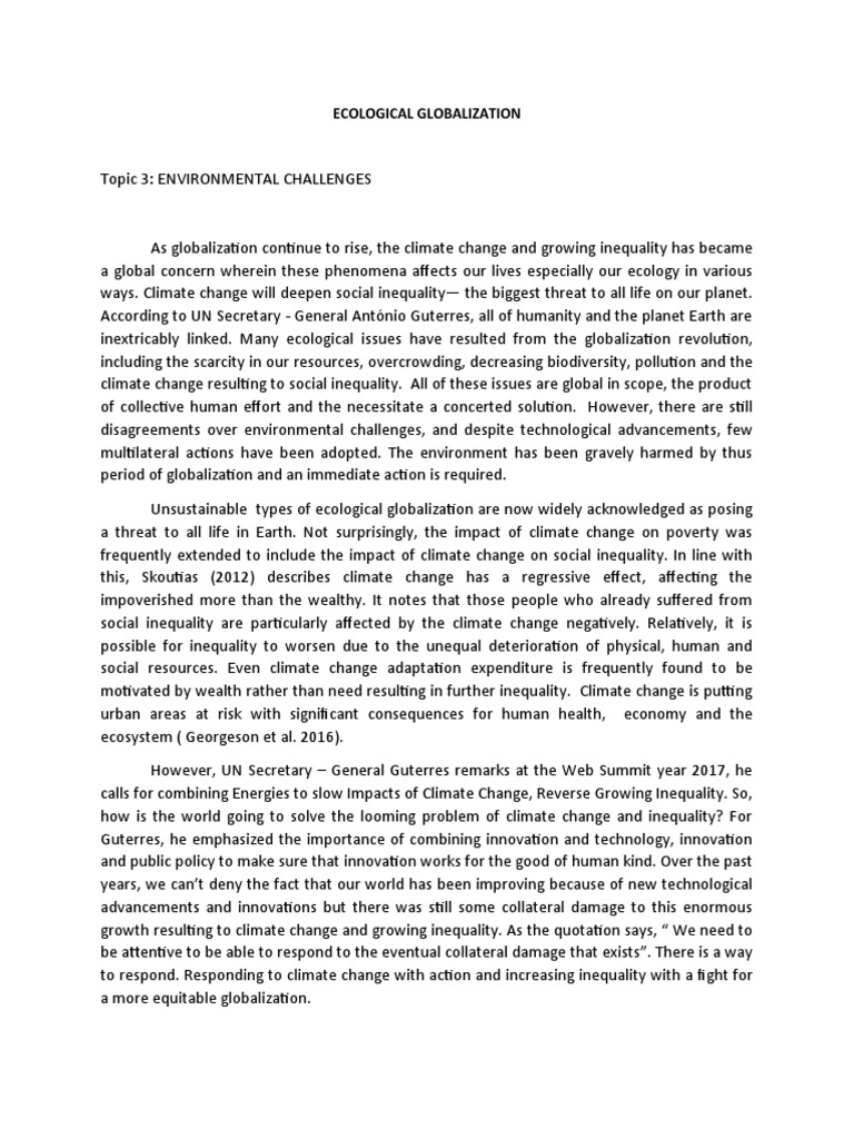 Ecological Globalization | PDF | Climate Change | Globalization