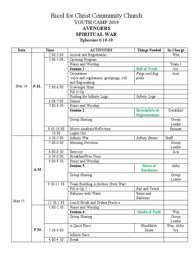 Program Youth Camp | Download Free PDF | Protestantism | Christian ...