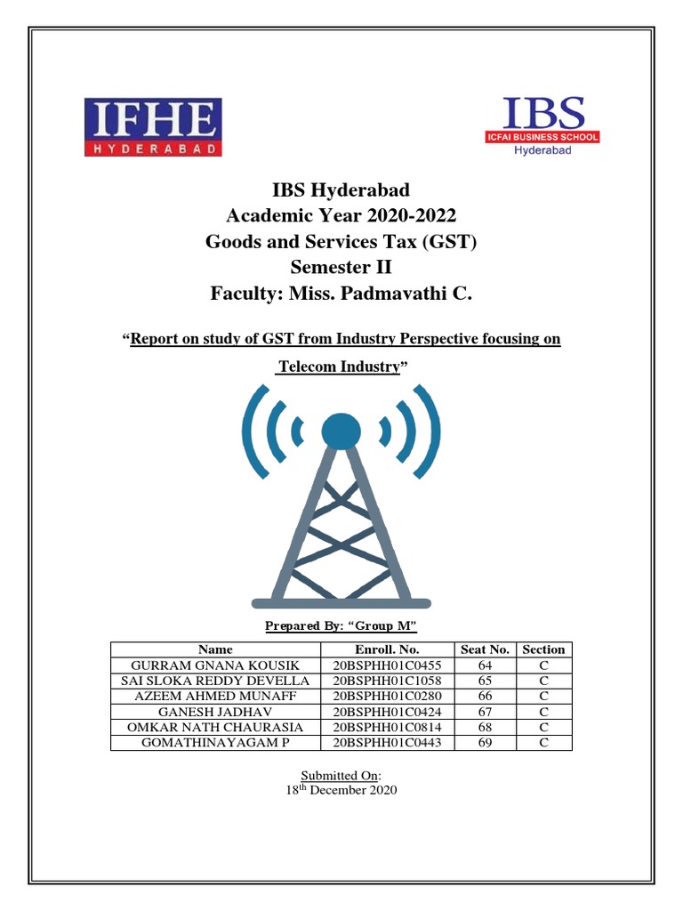 Telecom Sector - GST Project - Group M - Sec (C) | PDF | Service ...