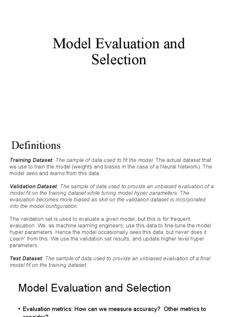 Model Evaluation and Selection | PDF | Cross Validation (Statistics) | Sensitivity And Specificity