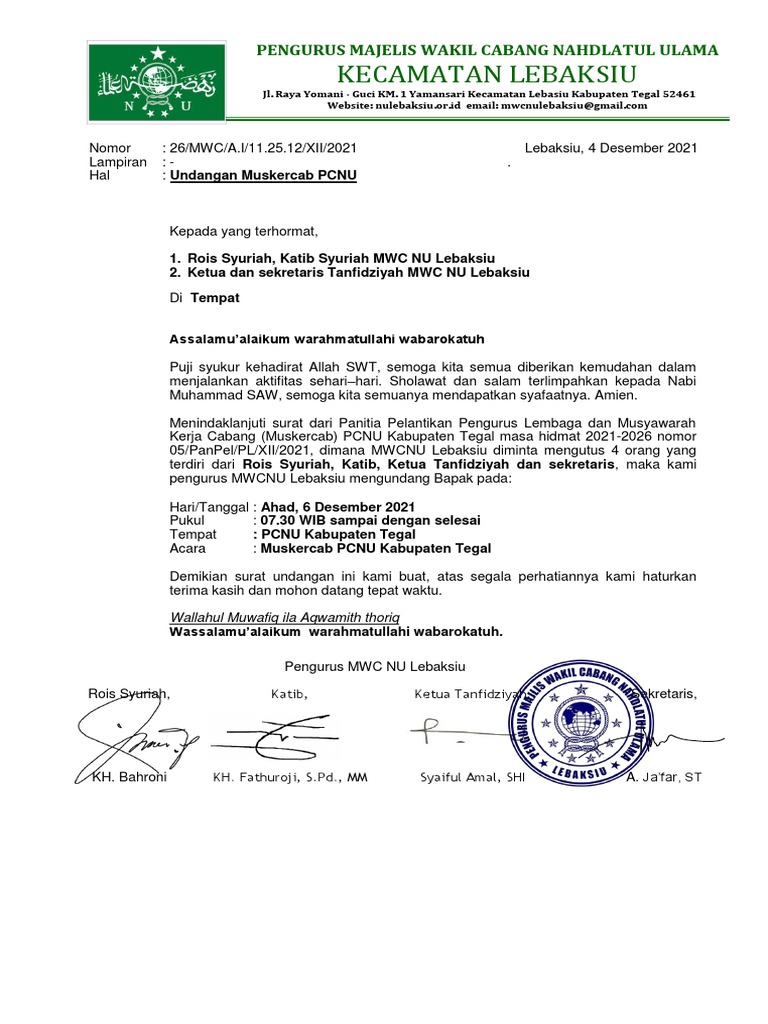 Surat Undangan MWC | PDF