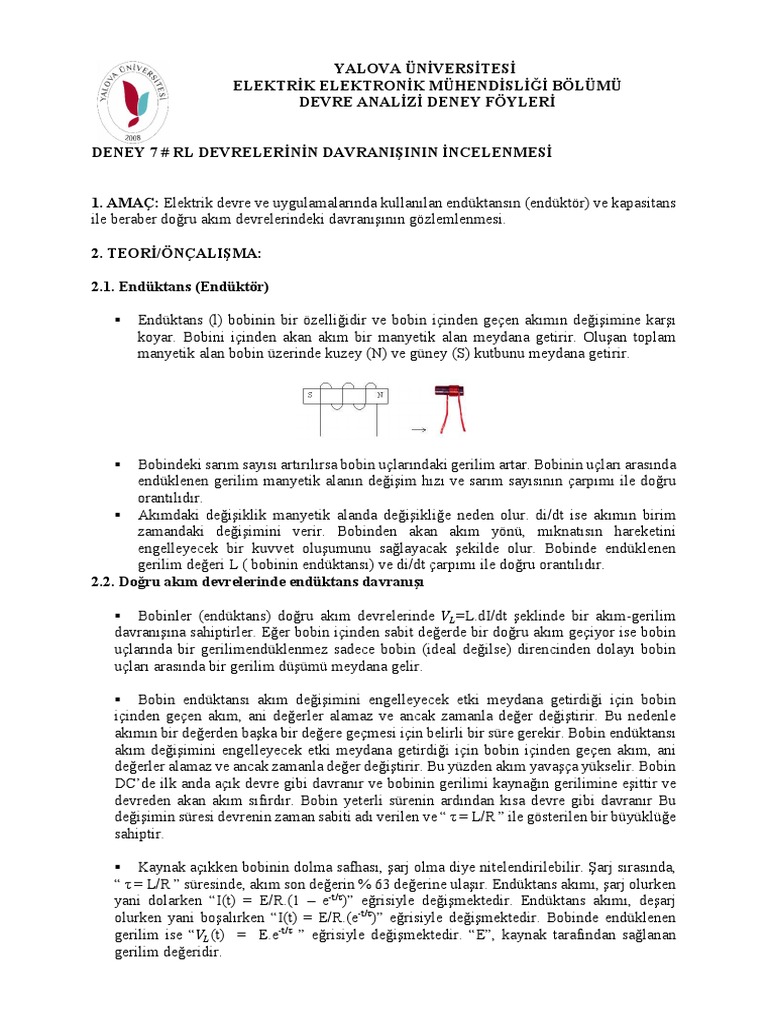 Devre Analizi Lab I - Deney7 Föyü | PDF