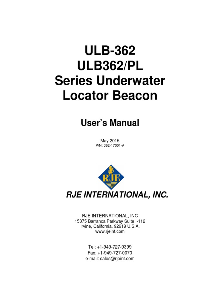 ULB-362 Underwater Locator Beacon Manual | PDF | Legal Liability | Damages