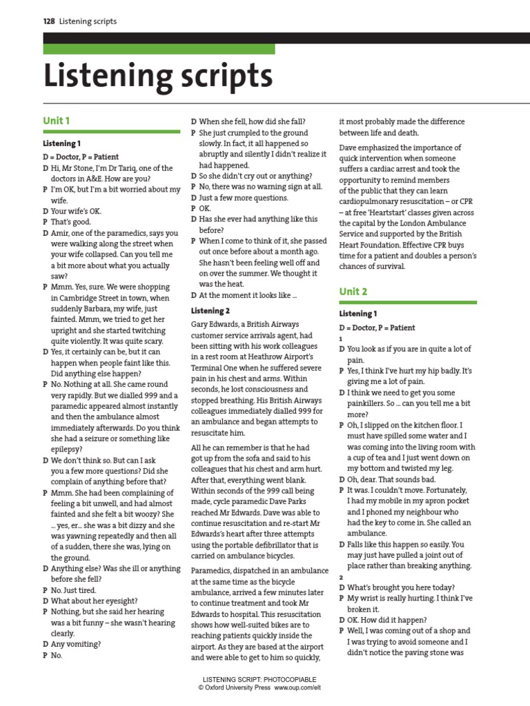 Medicine 2 - Listening Scripts | PDF