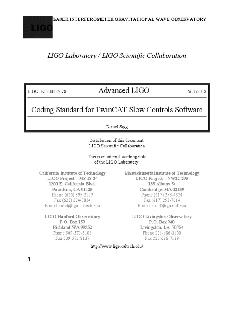 Advanced Ligo Coding Standard For Twincat Slow Controls Software | PDF | Programmable Logic ...