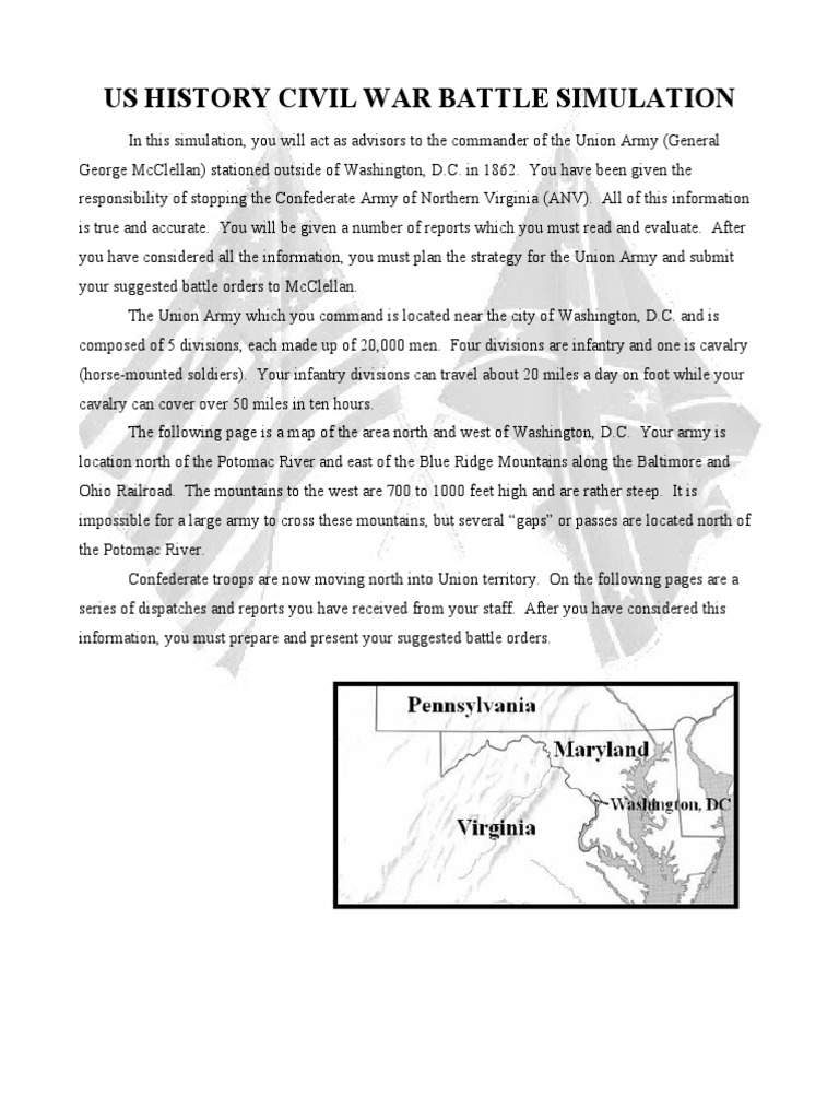 Civil War Battle Simulation | PDF | Robert E. Lee | George B. Mc Clellan