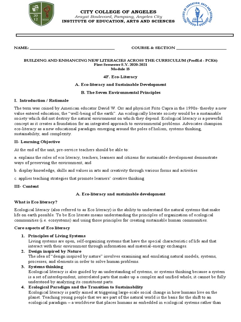 NAME: - COURSE & SECTION - Building and Enhancing New Literacies Across ...