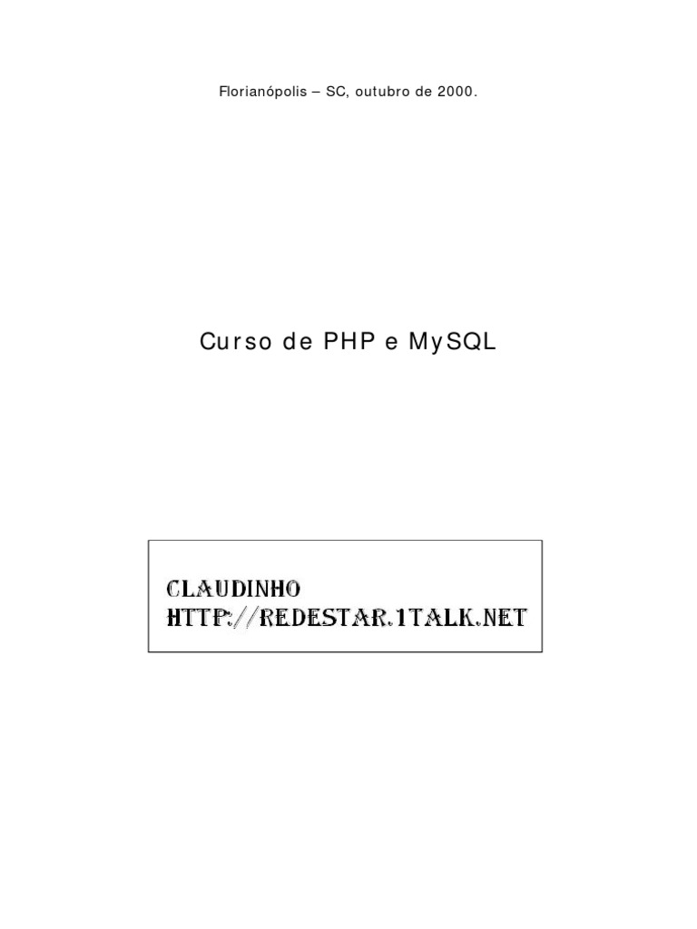 Apostila de Curso PHP Mysql Servidor de Banco de Dados | PDF | Php ... Apostila de Curso PHP Mysql Servidor de Banco de Dados | PDF | Php ...