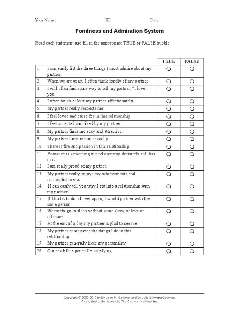 04 Assessments Fondness and Admiration | PDF | Social Science | Wellness