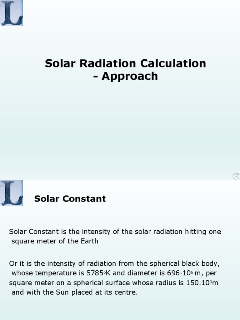 Solar Radiation Calculation - Approach | PDF | Latitude | Sun