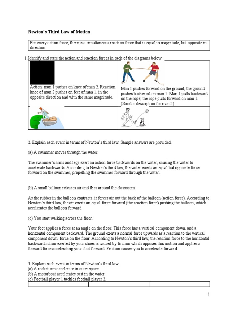 2.3 Lesson Newtons Third LawWks | PDF | Force | Newton's Laws Of Motion