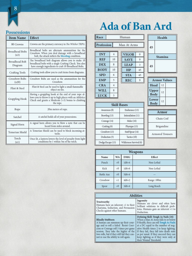 Character - Ada of Ban Ard | PDF | Tools | Equipment