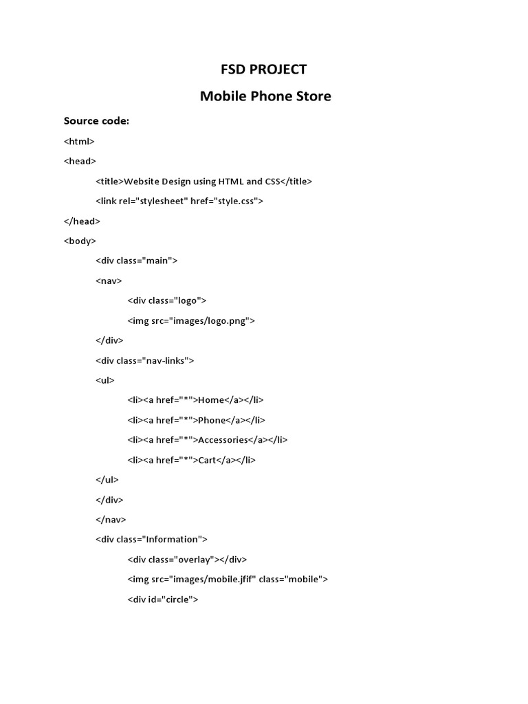 FSD Project Mobile Phone Store: Source Code | PDF | Computer Engineering | Web Development