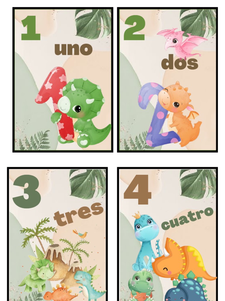 Escritura de Números Dinosaurios | PDF
