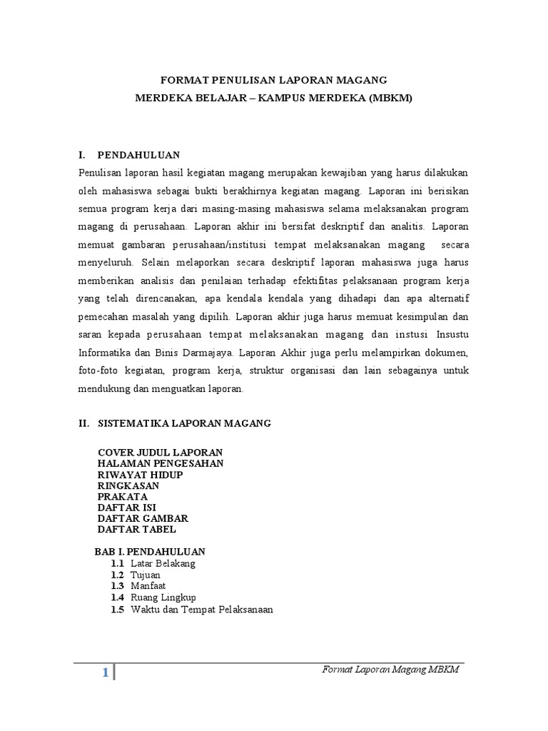 Format Laporan Magang MBKM | PDF