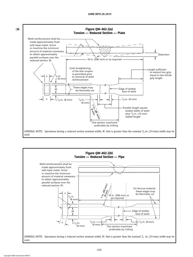 Figure QW-462.1 (A) Tension - Reduced Section - Plate: ASME BPVC - IX ...