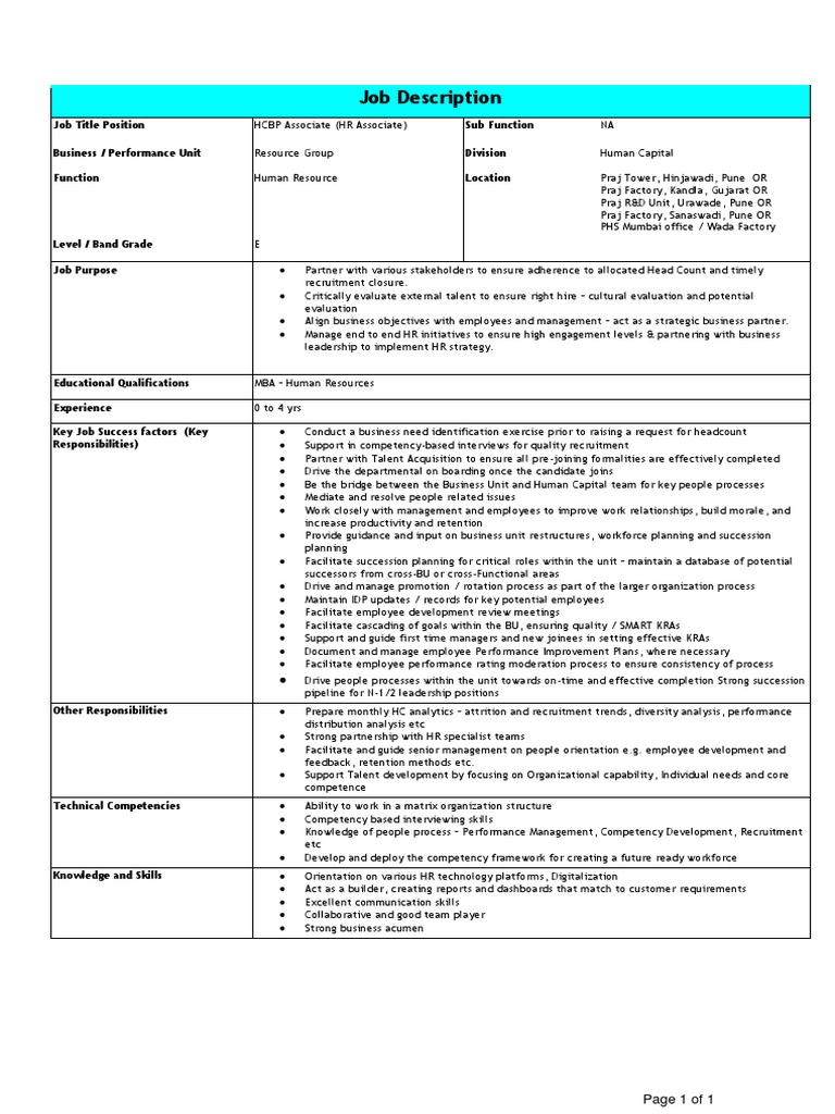 JD - Support To HCBP | PDF | Competence (Human Resources) | Human ...