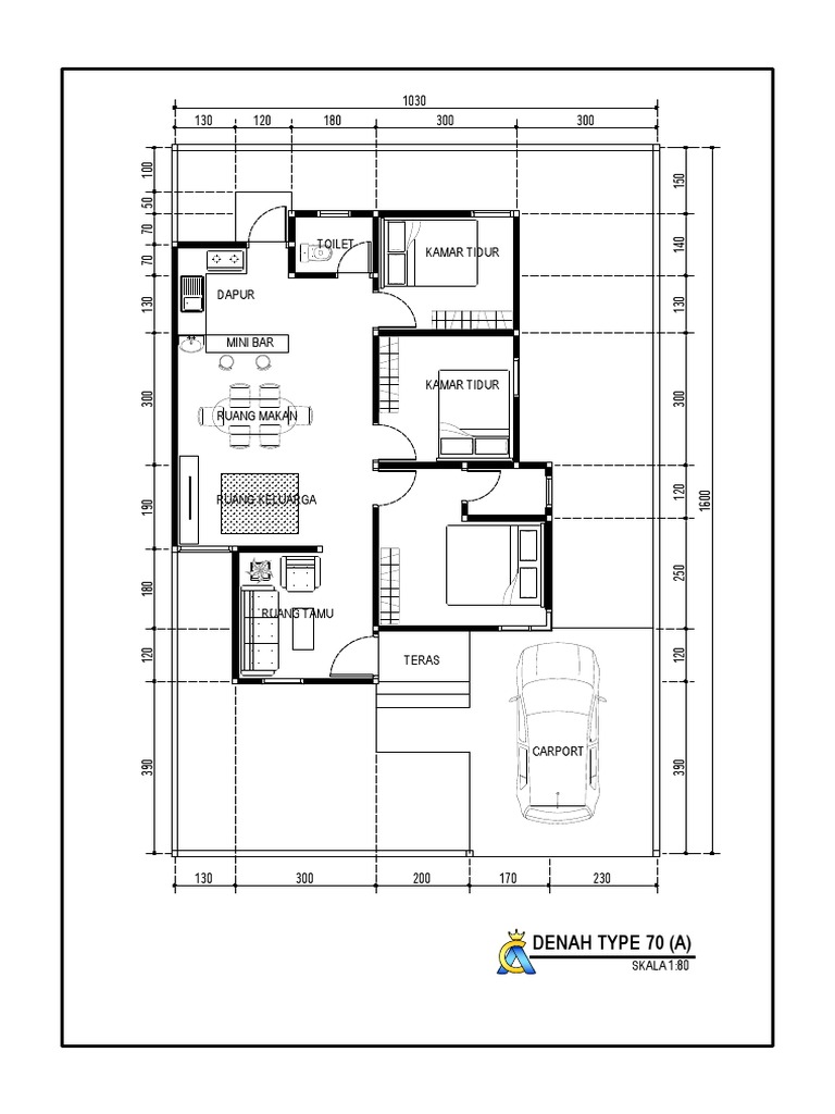 Denah Rumah Tipe 70: 3 Variasi Desain | PDF