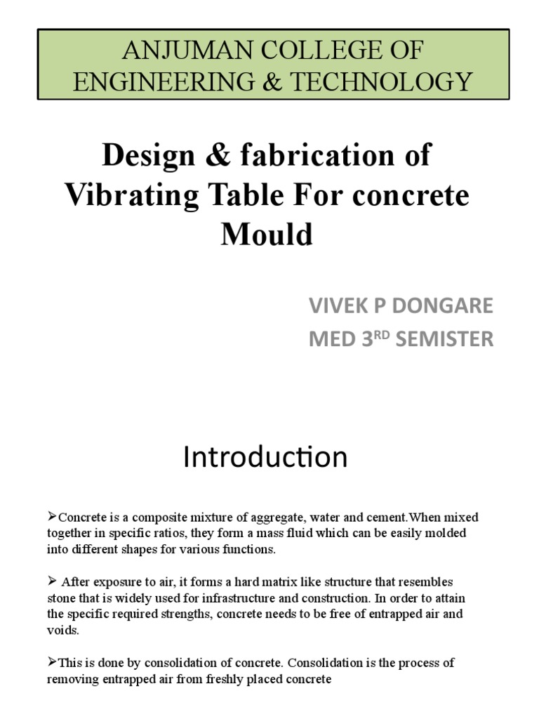 Design & Fabrication of Vibrating Table For Concrite | PDF | Concrete ...
