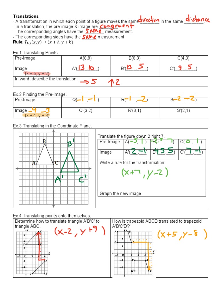 Geometry Transformation Guided Notes 1 Pdf Cartesian Coordinate System Shape