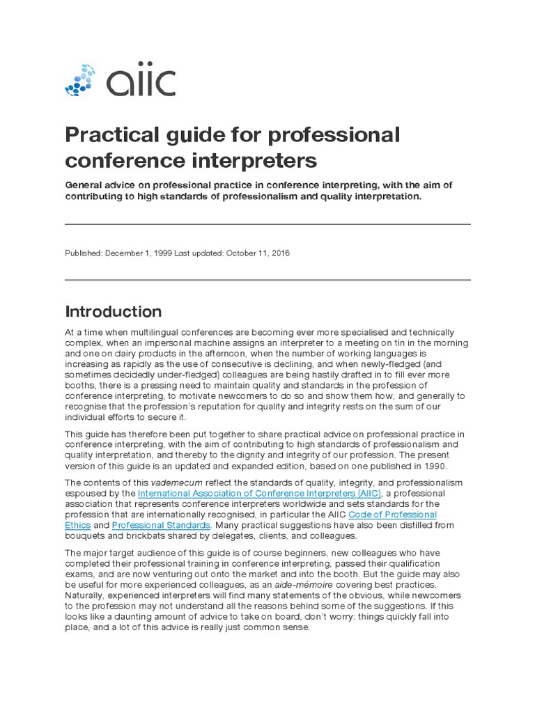 Practical Guide For Professional Conference Interpreters | PDF ...
