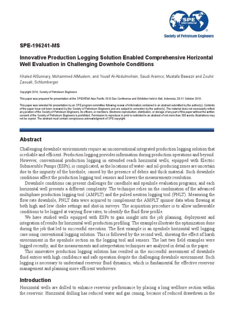 Horizontal Wells Logging | Download Free PDF | Flow Measurement ...