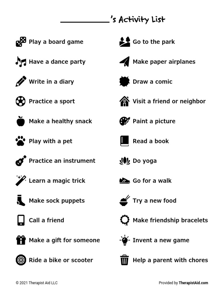 Kids Activity List | PDF | Home & Garden