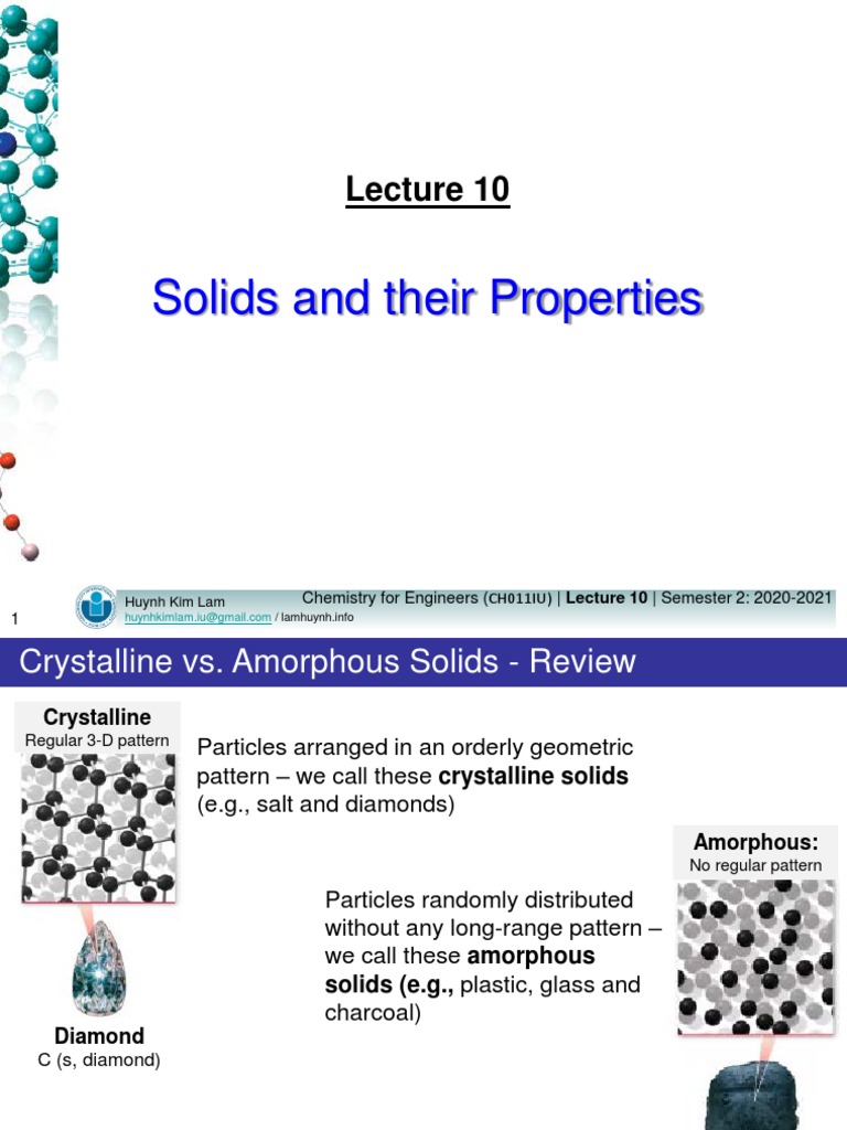 Solids and Their Properties: Chemistry For Engineers (CH011IU ...
