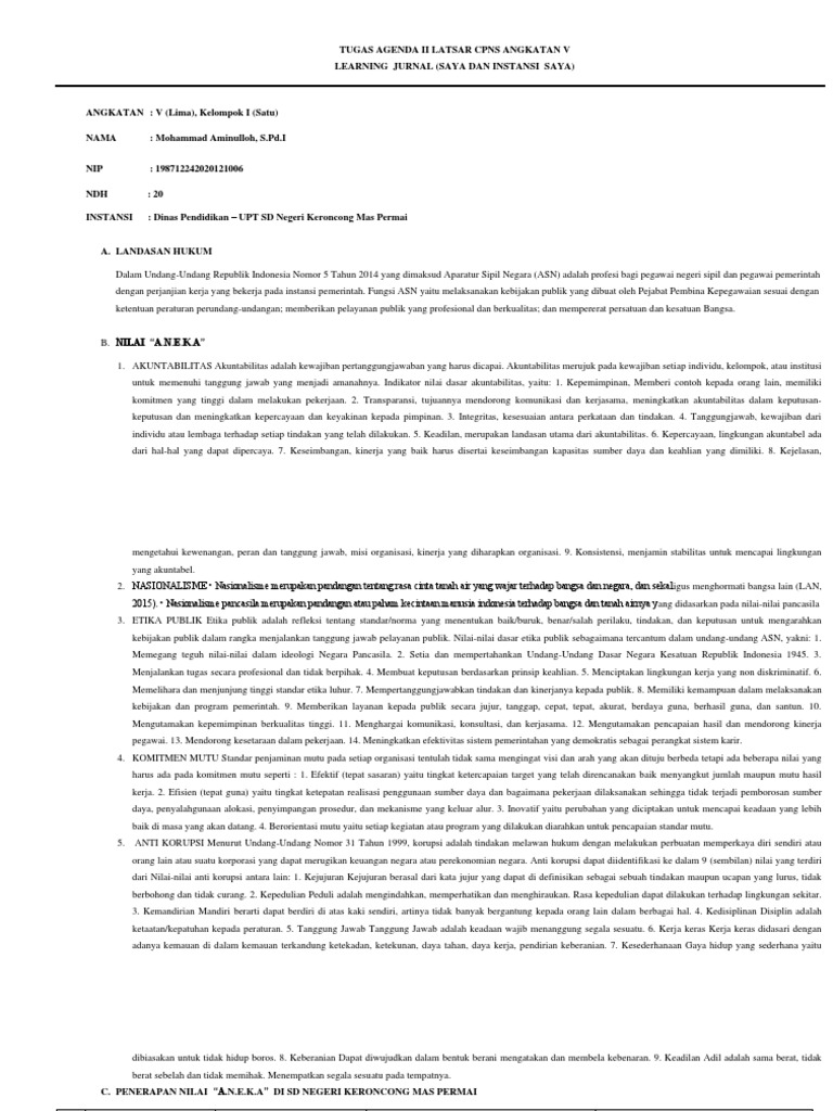 Tugas Learning Jurnal | PDF