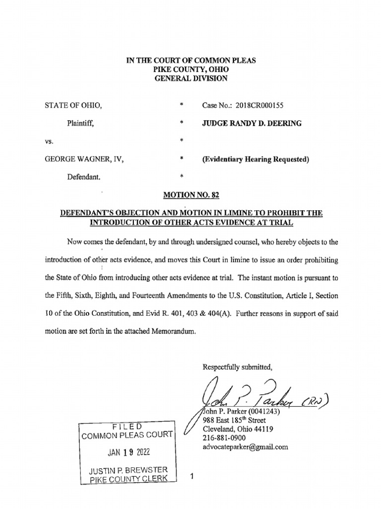 George Wagner IV Motion For Evidentiary Hearing | PDF