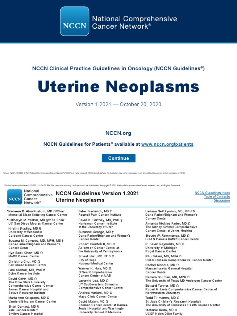 Uterine 2021 NCCN | PDF | Sarcoma | Cervical Cancer