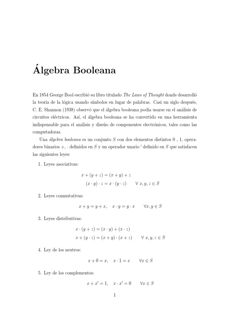 UNIDAD-IV Algebra Booleana | PDF | Enseñanza de matemática | Álgebra de Boole