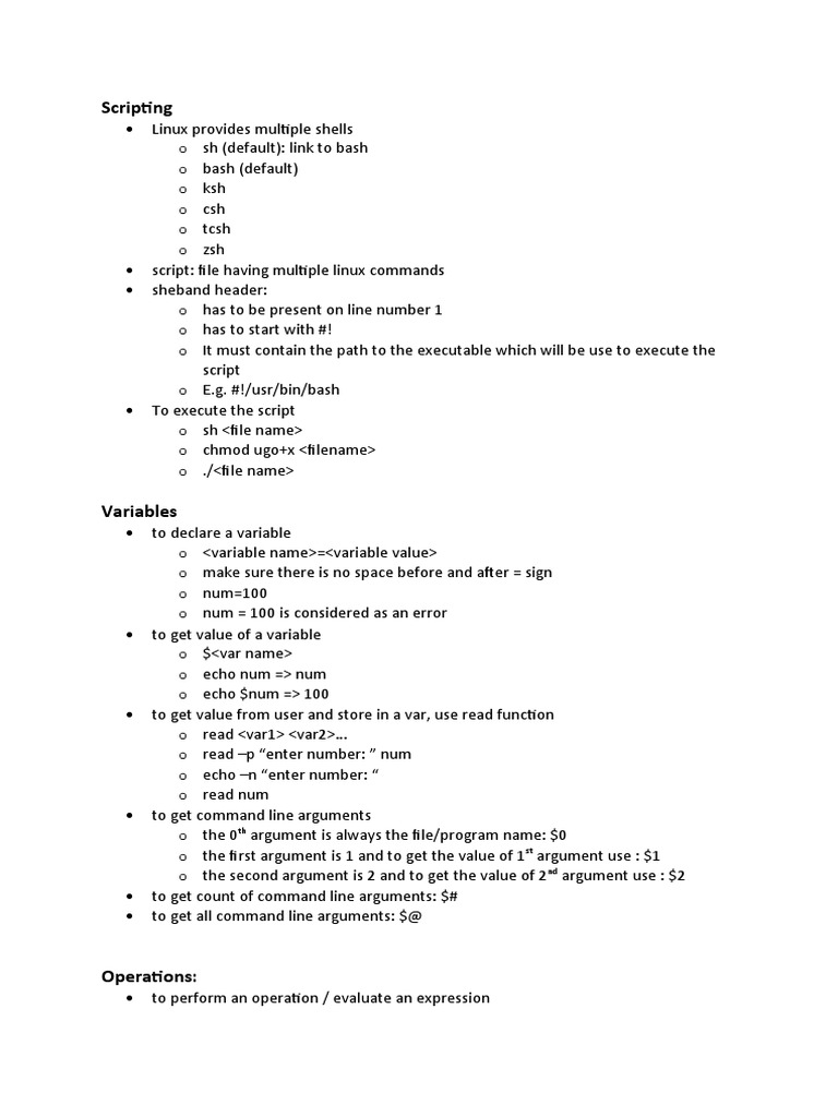 Bash Scripting Notes Pdf Software Unix Software